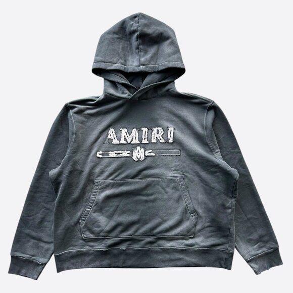 AMIRI | Shirts | Amiri Faded Black Distressed Ma Bar Logo Hoodie | Poshmark